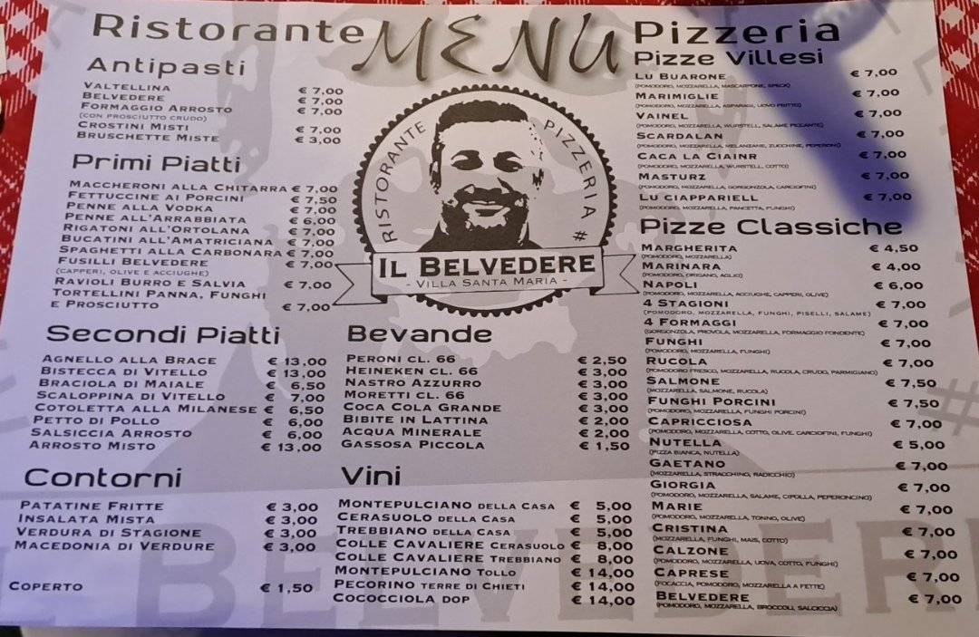 Menu da Il Belvedere Di Salvatore Mario ristorante, Villa Santa Maria