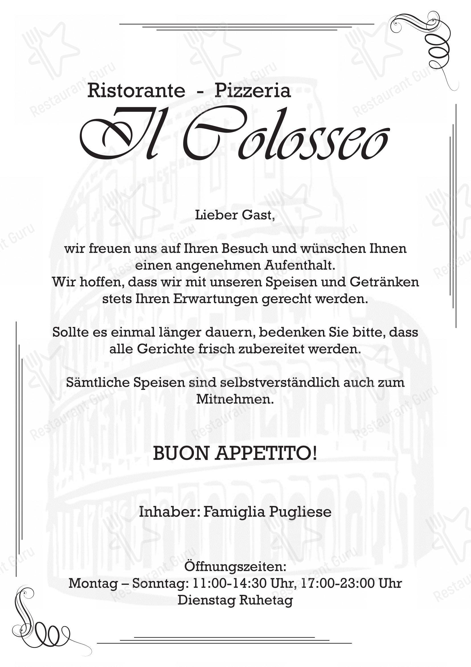 Speisekarte von Il Colosseo restaurant, Altötting