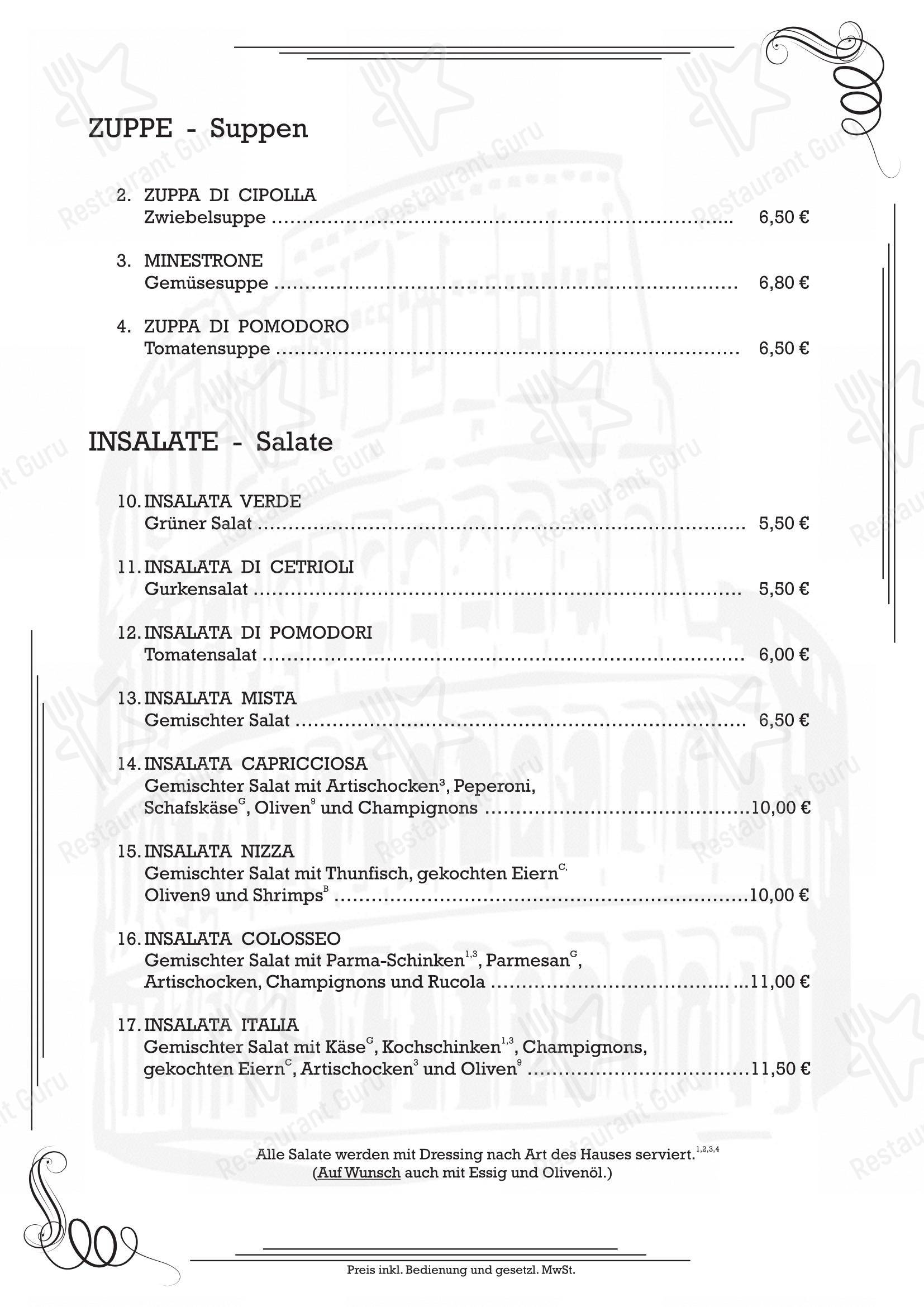 Speisekarte von Il Colosseo restaurant, Altötting