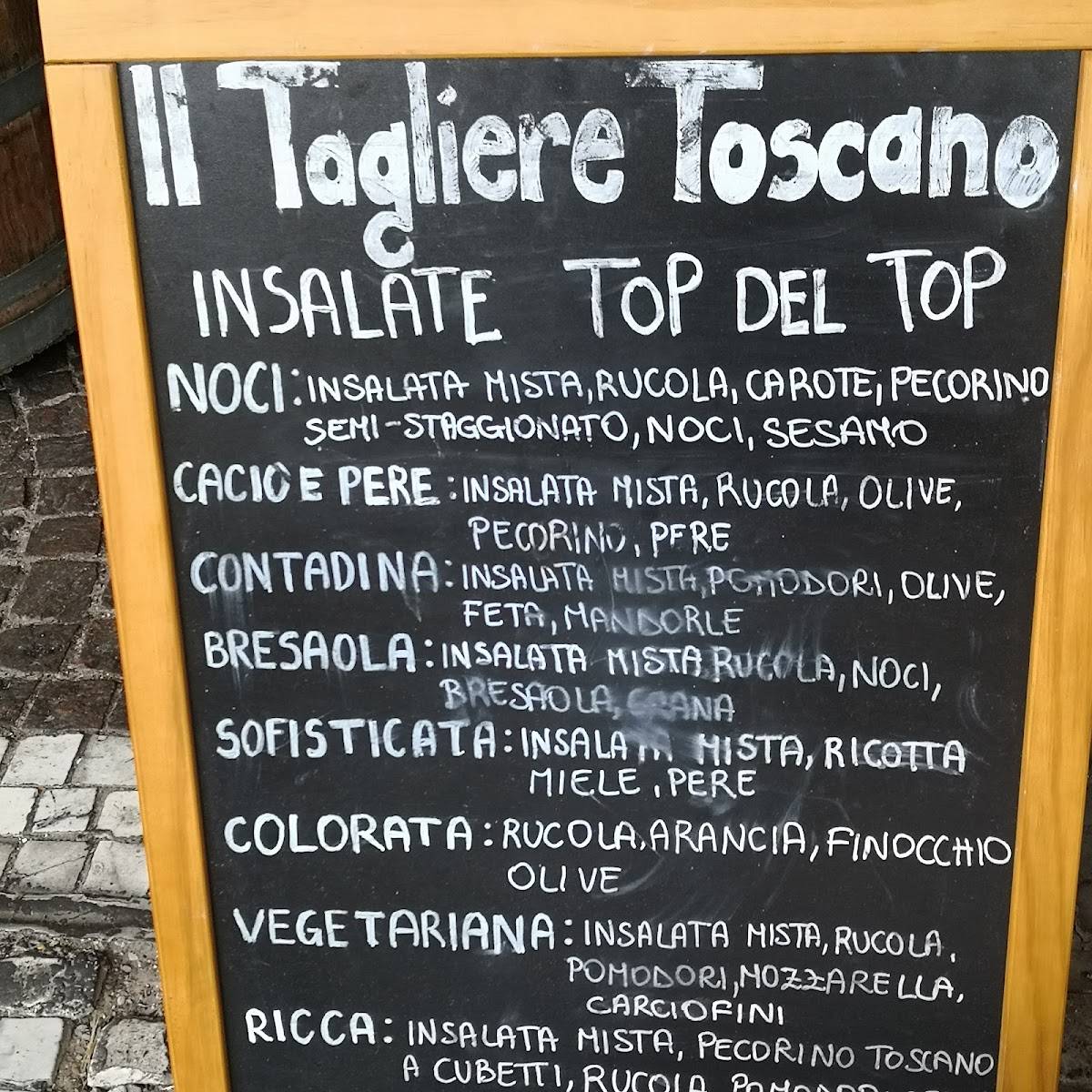 Menu da Il Tagliere Toscano palocco ristorante, Roma