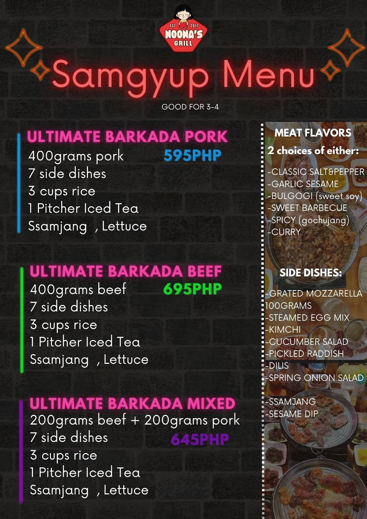 Menu at Noonas Grill restaurant, Iligan City
