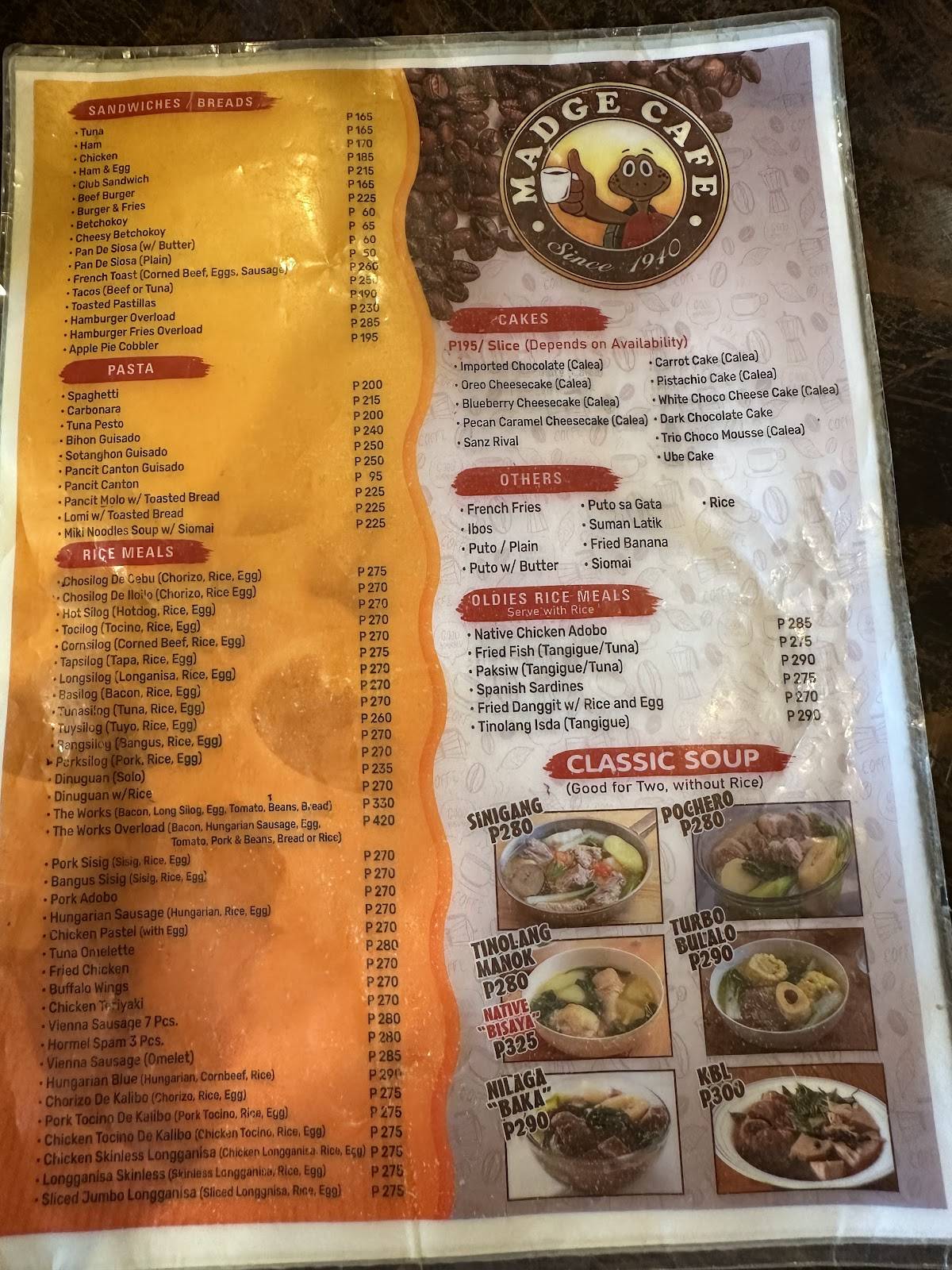 Menu at Madge Cafe, Iloilo City, Shops at Atria