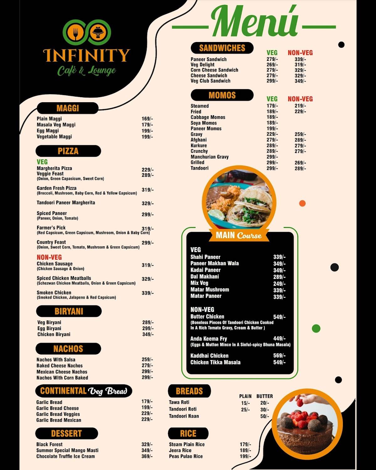 Menu at Infinity cafe & Lounge Satyaniketan, Delhi