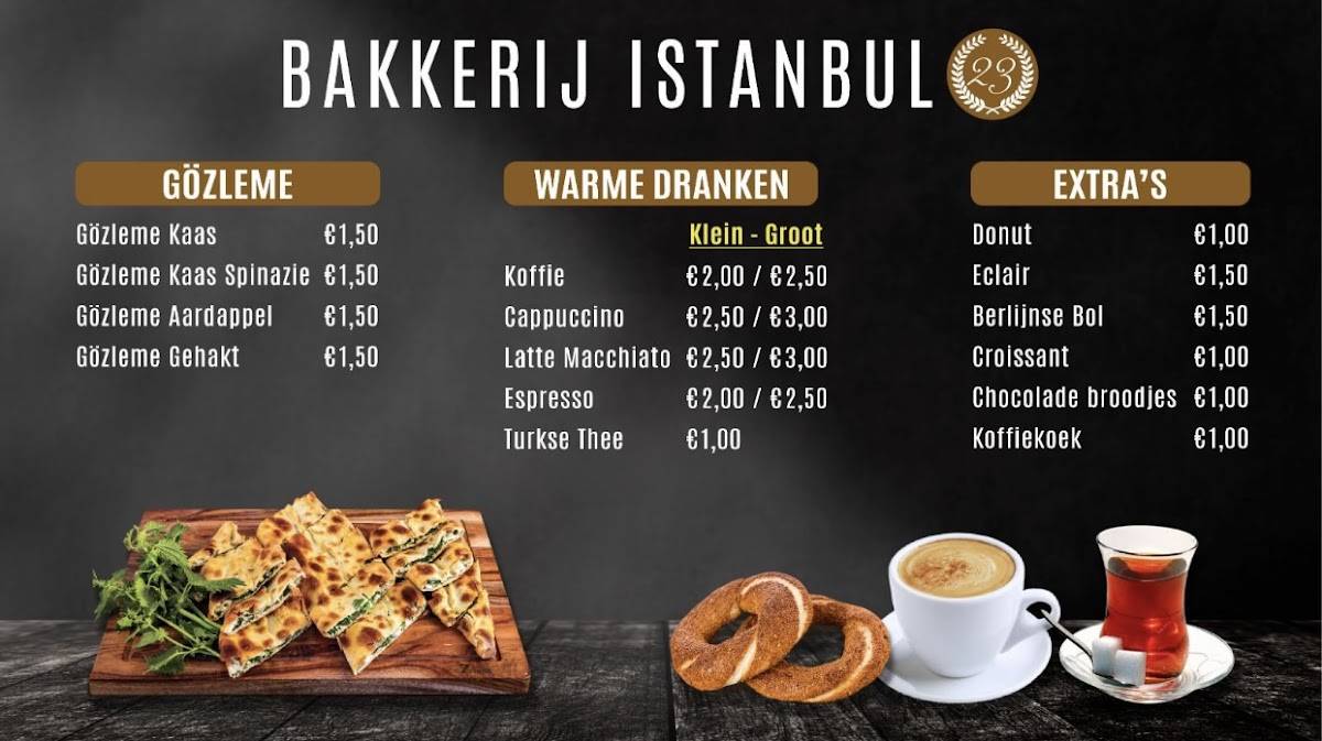 Menu at Istanbul 23, Heusden-Zolder