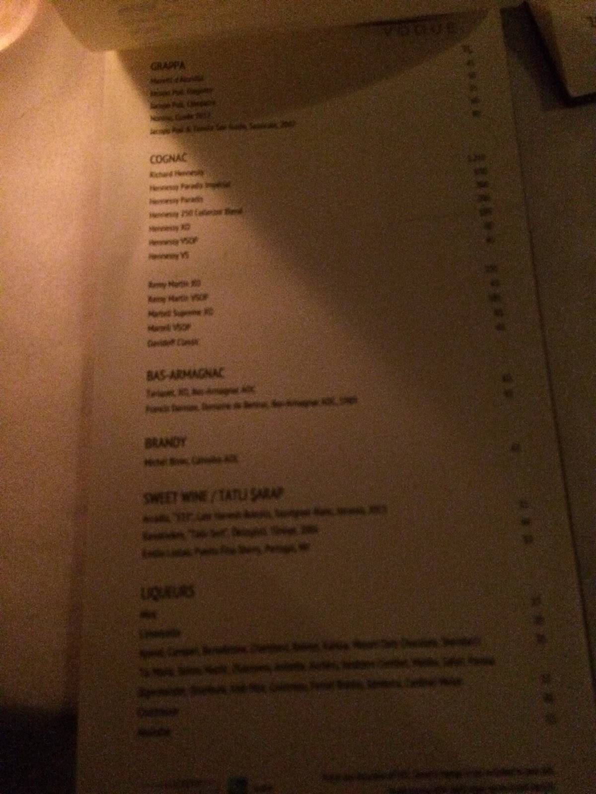 Menu at Vogue Restaurant & Bar, Istanbul, BJK Plaza