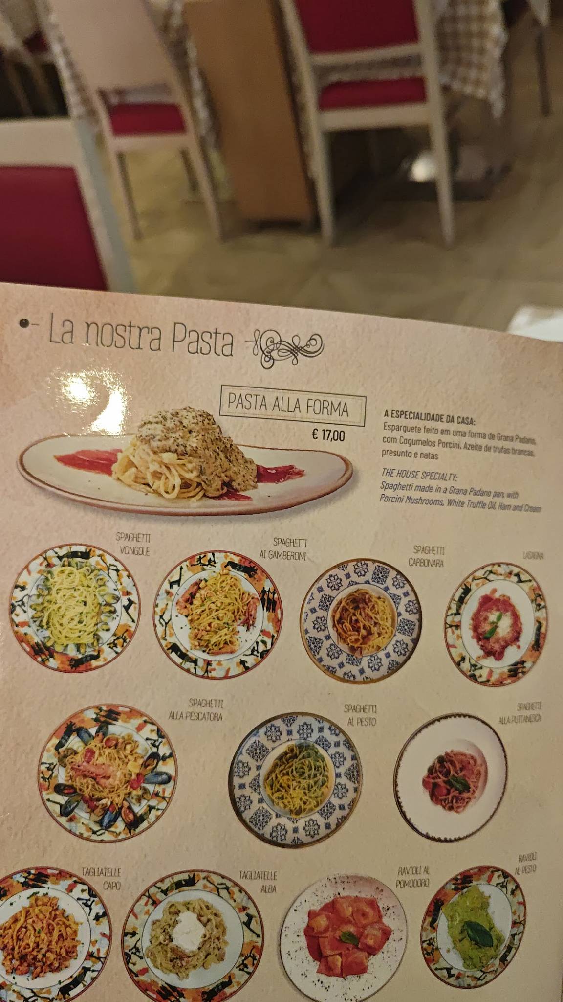 Menu em Italy Caffe Lisboa restaurante, Lisboa