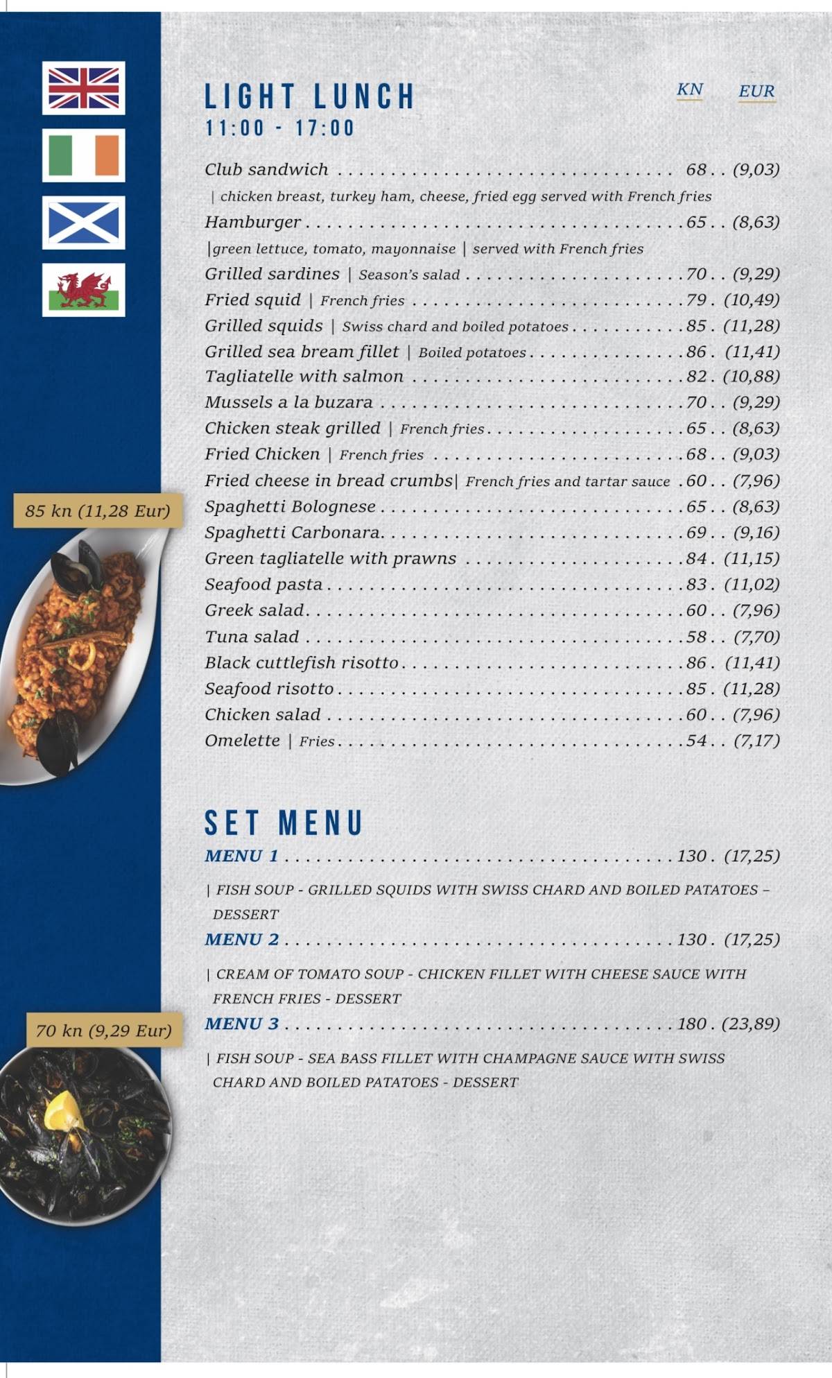 Menu at Ivan Restaurant, Cavtat
