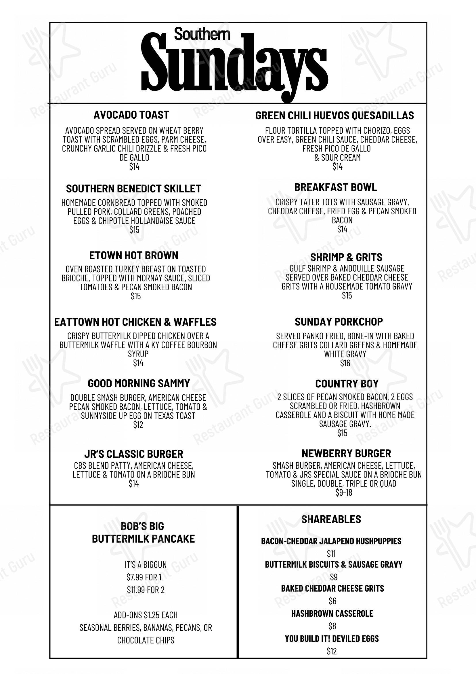 Menu at J.R. Neighbors pub & bar, Elizabethtown