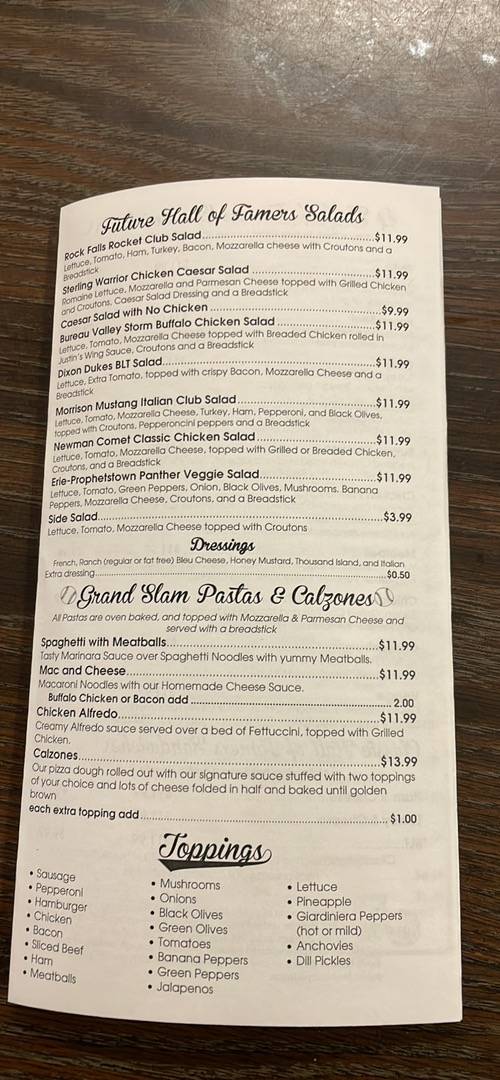 Menu at J W's 3rd Base pub & bar, Rock Falls