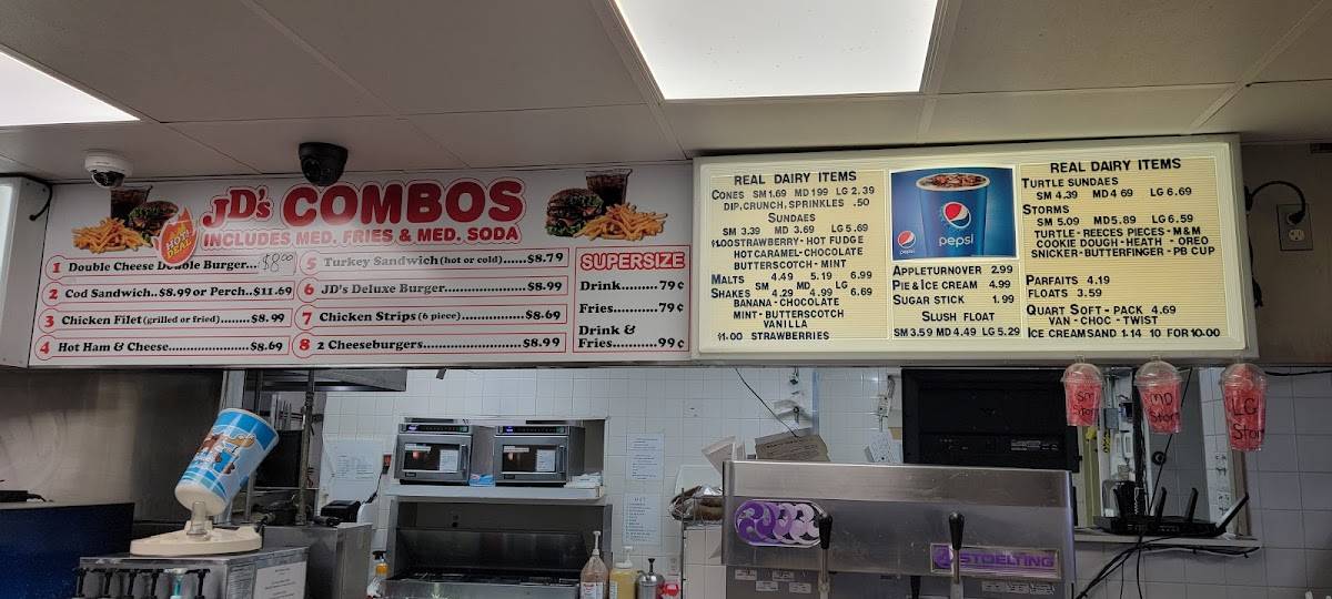 Menu at JD's Drive-In fast food, Appleton