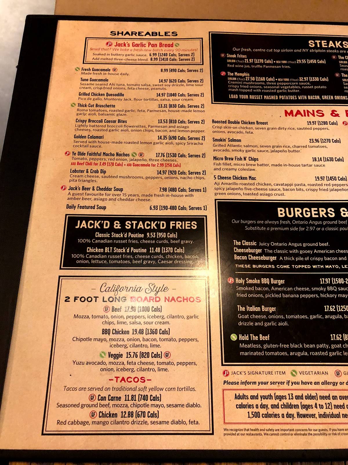 Menu at Jack Astor's Bar & Grill Yonge & Bloor, Toronto, 2 Bloor St E