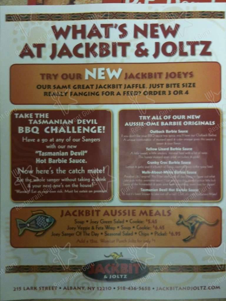 Menu at Jackbit & Joltz LLC restaurant, Albany