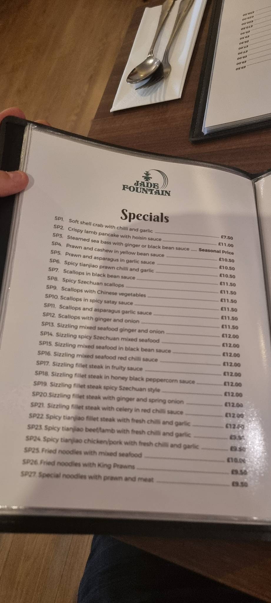 Menu at Jade Fountain restaurant, Sawston