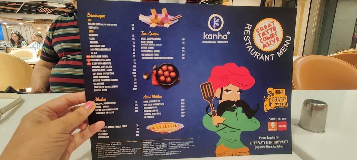 Menu at Kanha Restaurant and Sweets, Jaipur, Shreeram Complex