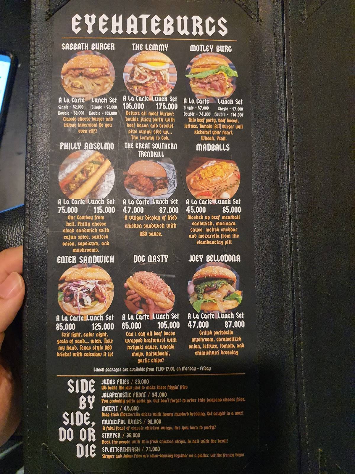 Menu at Lawless Burgerbar Menteng, Central Jakarta, Jl. H. Agus Salim No.60