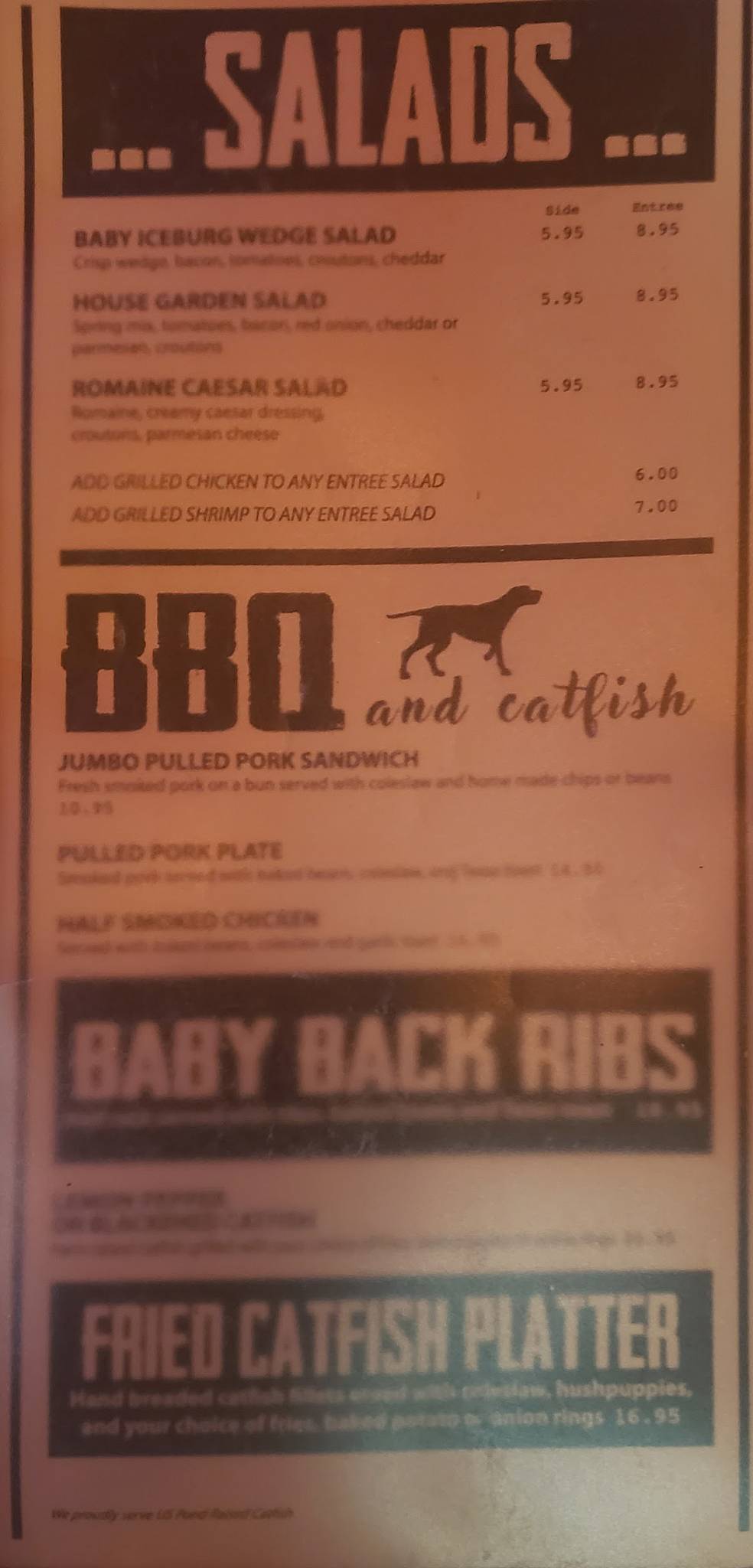 Menu at Jake & Rip's BBQ, Grenada