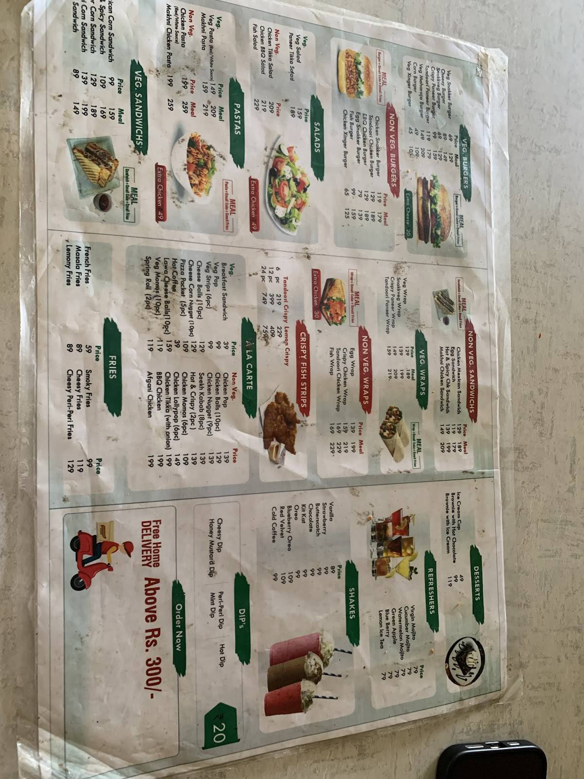 Menu at Snakkers, Jalandhar