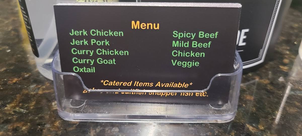 Menu at Jamaican Patty House restaurant, Cobourg