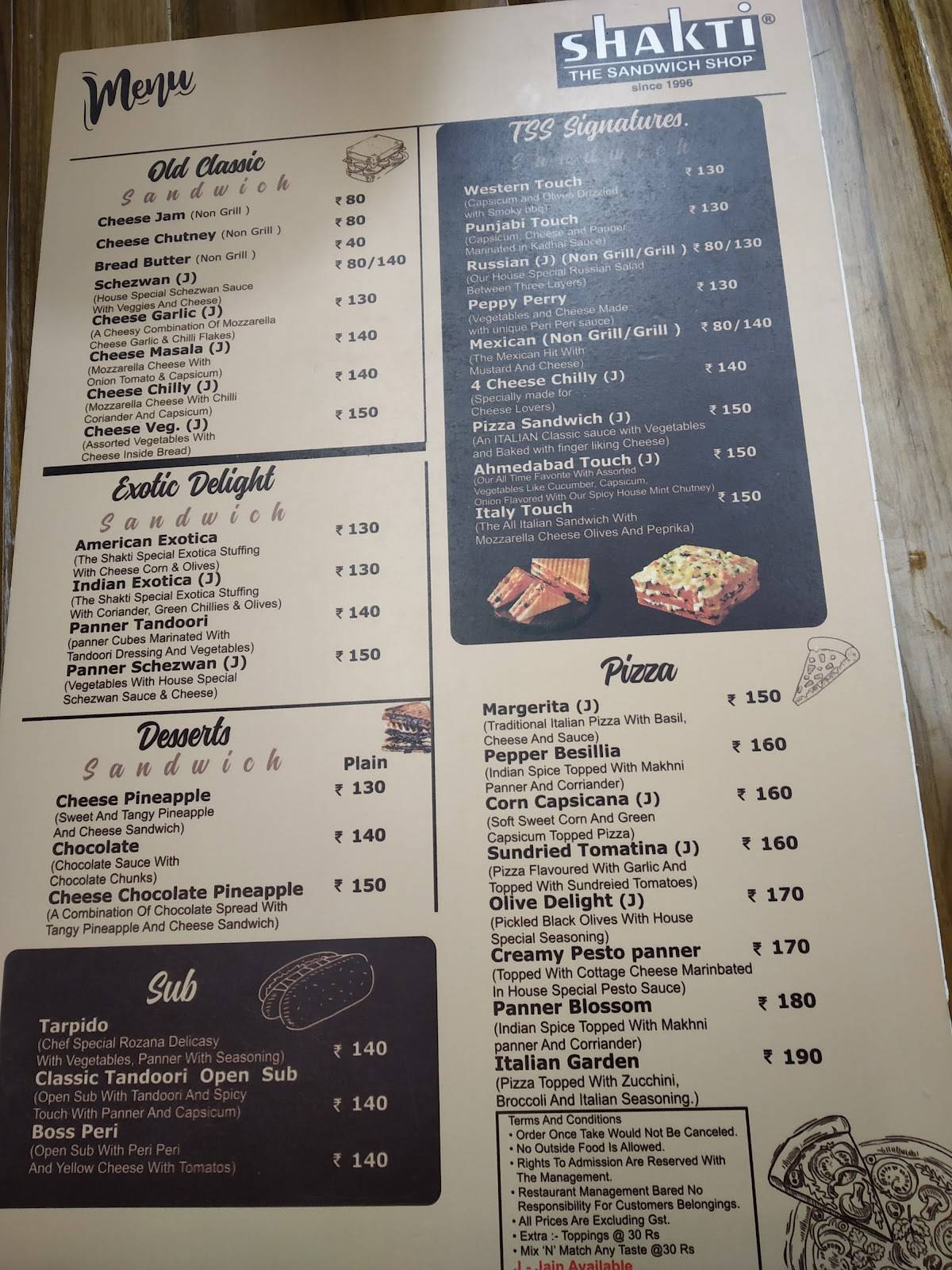 Menu at Shakti-The Sandwich Shop, Jamnagar