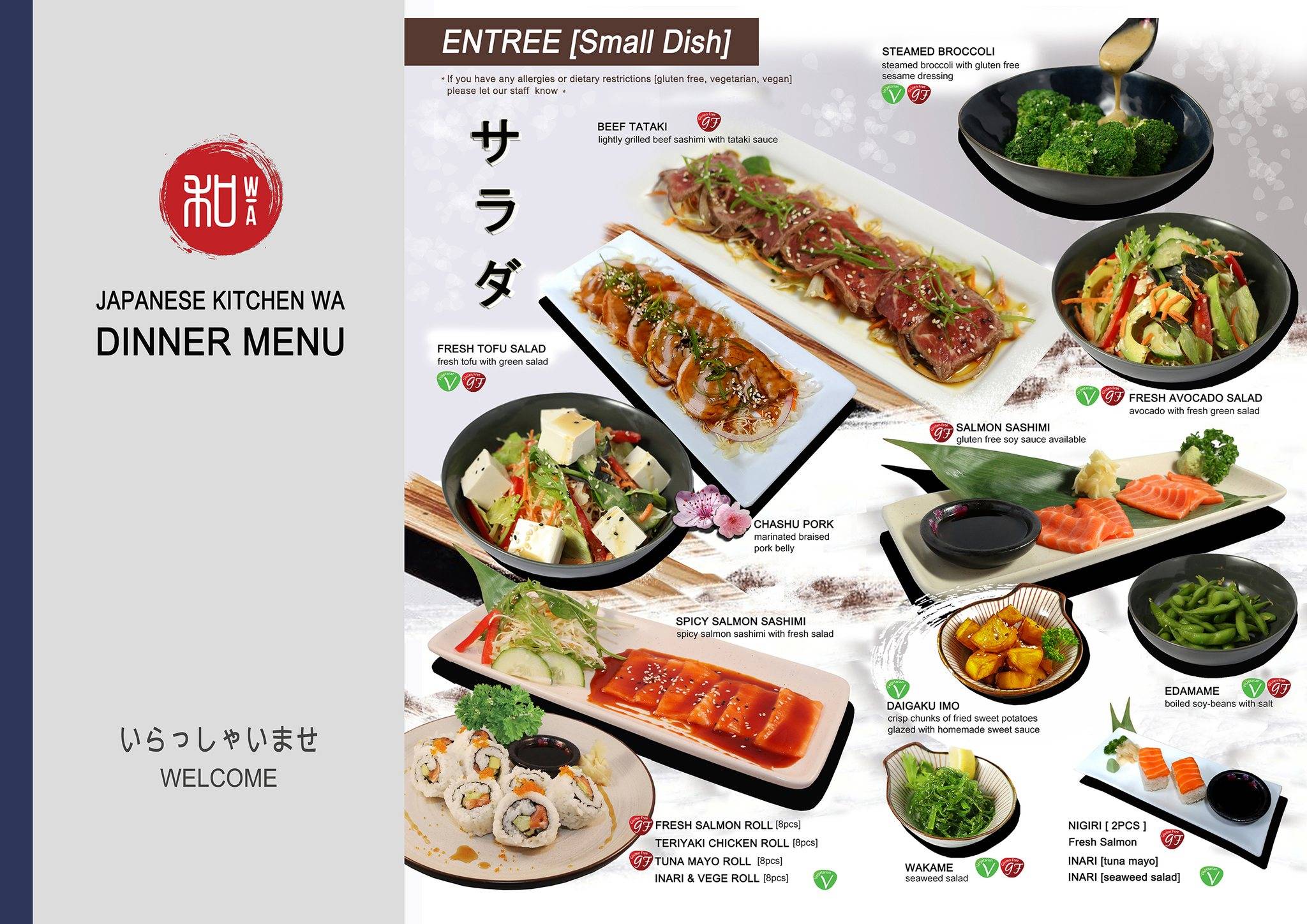 Menu at Japanese Kitchen WA restaurant, Whanganui