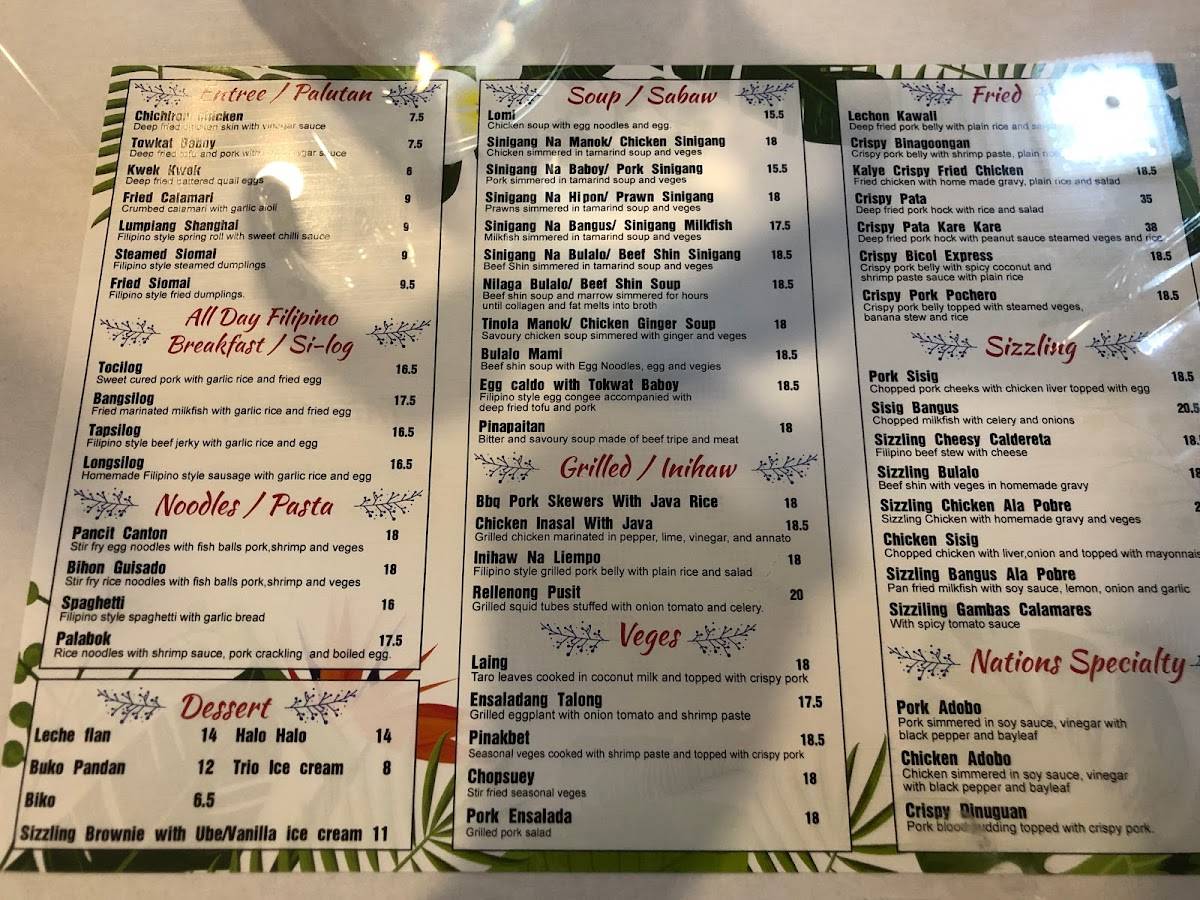 Menu at Jeepney Filipino Restaurant, Auckland, B1/710 Great South Rd