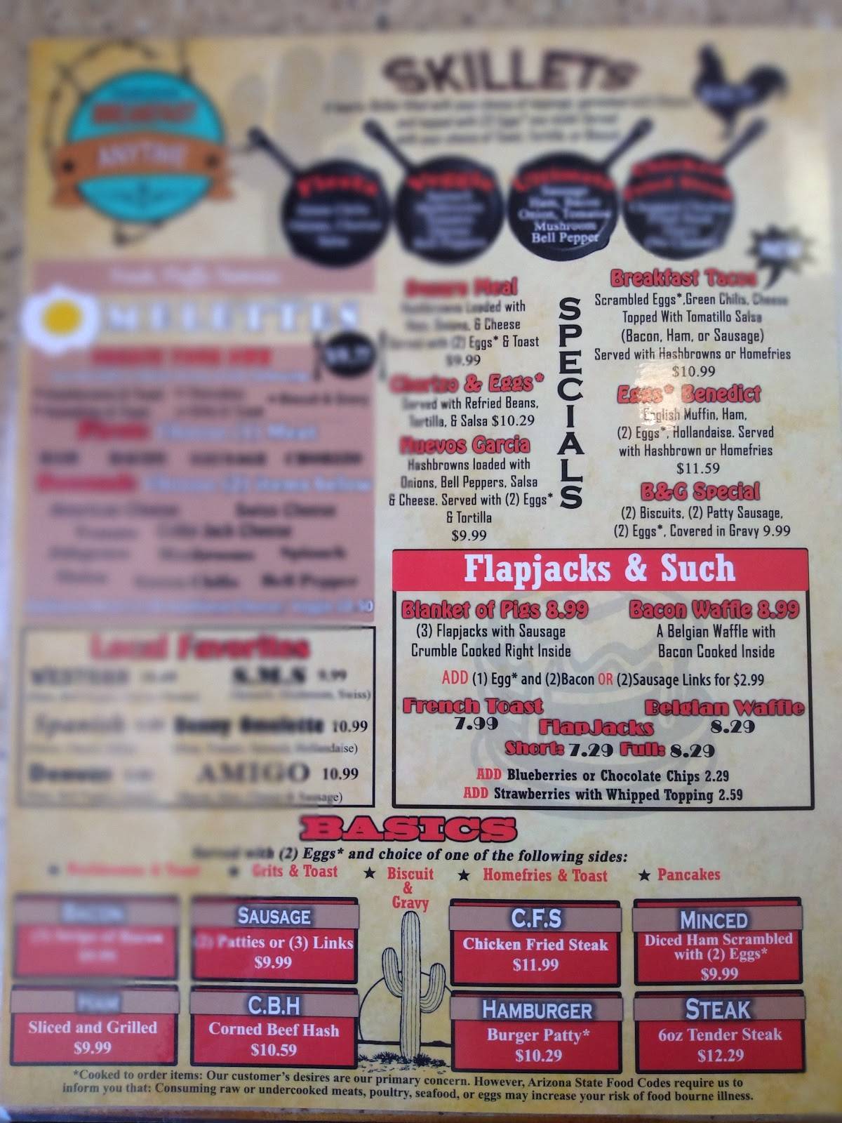 Menu at Jerry Bob's Catalina restaurant, Catalina, N Oracle Rd