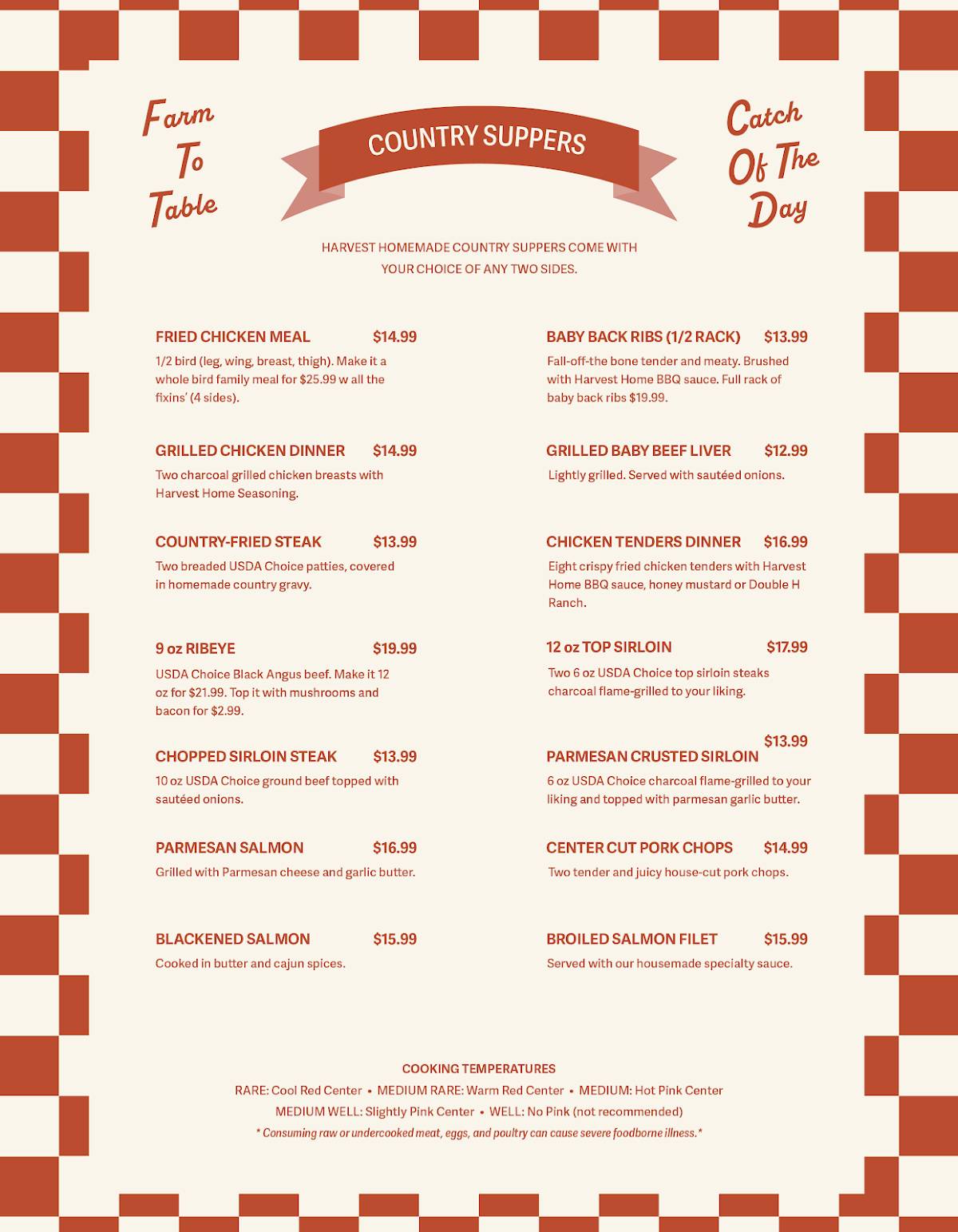 Menu at Harvest Home Restaurant, Jerseyville, S State St