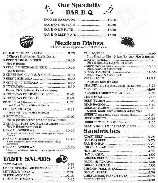 Menu at Jesus BBQ, Fort Worth