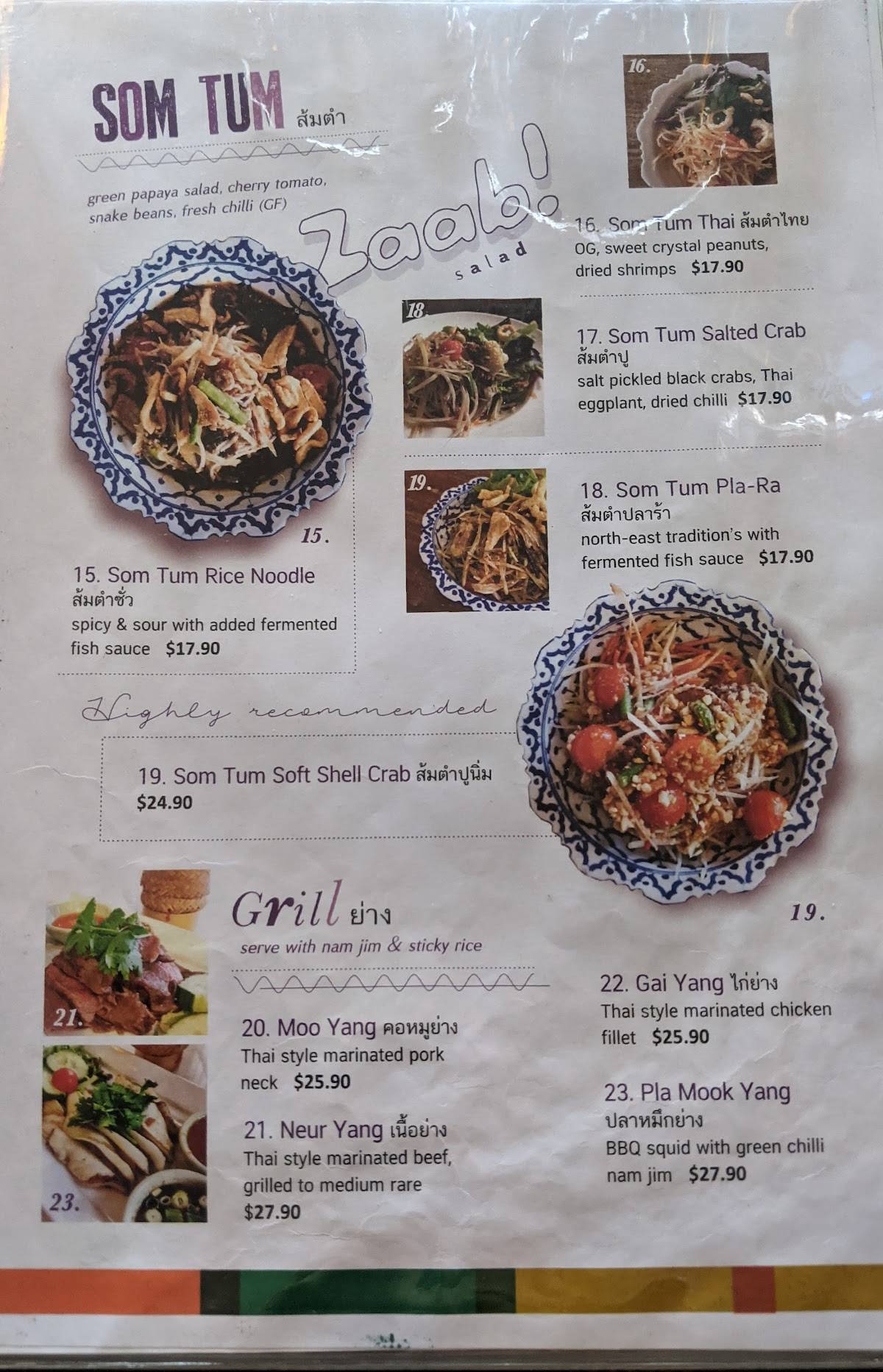 Menu at Jinda Thai Restaurant, Abbotsford
