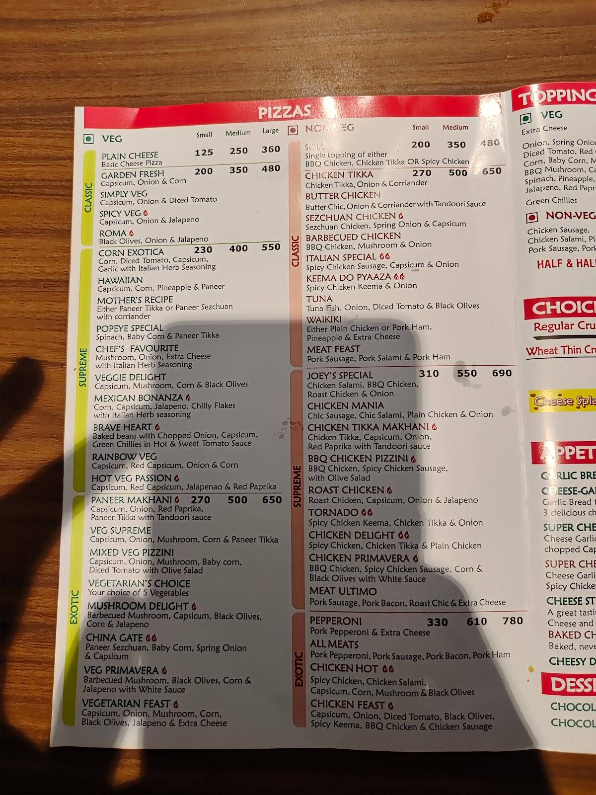 Menu at Joey's Pizza, Mumbai, Shop-1
