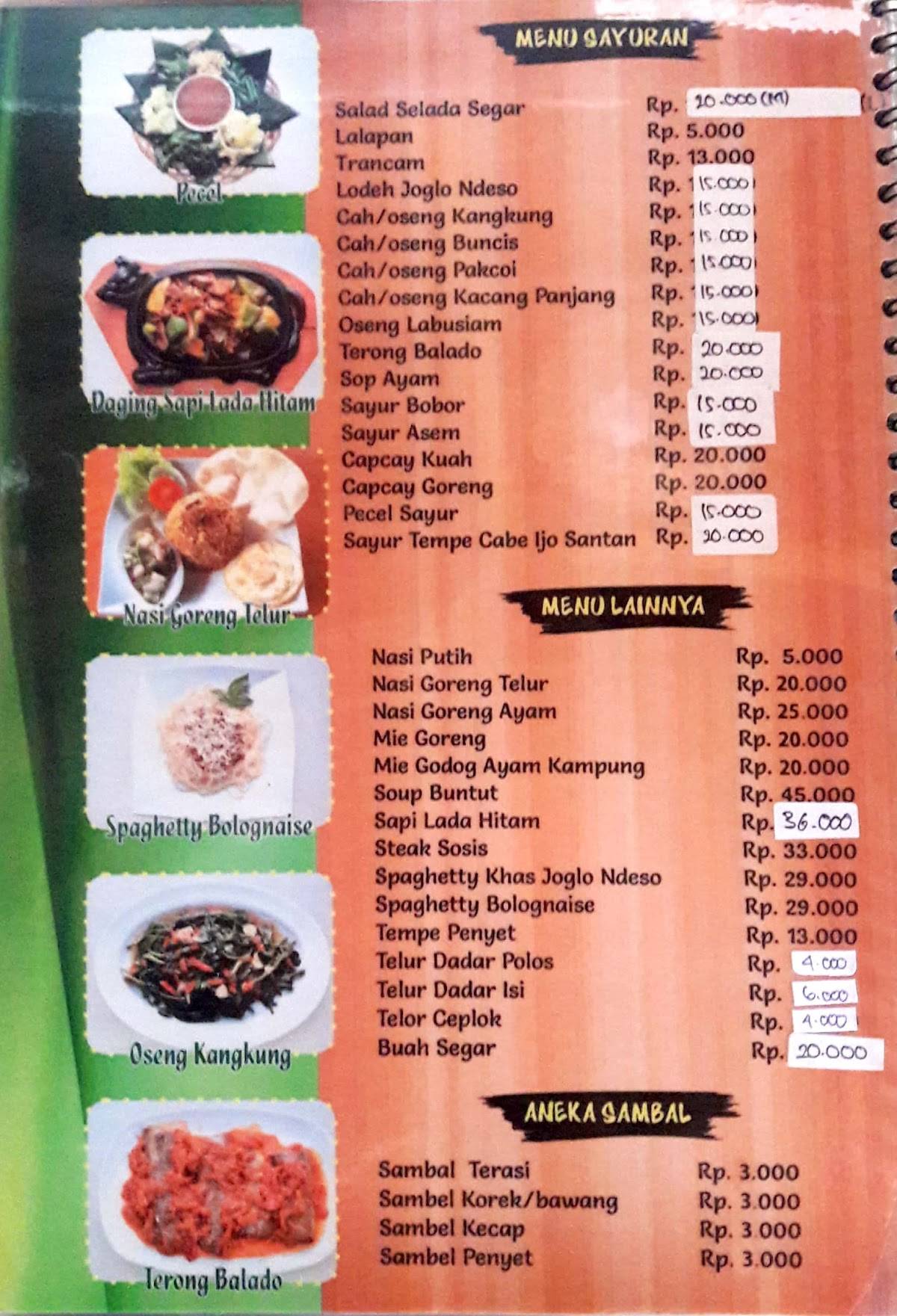 Menu at Joglo Ndeso Restaurant & Hydroponics Garden, Muntilan