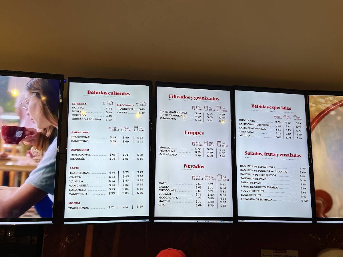 Menu at Juan Valdez Café (Merida), Merida