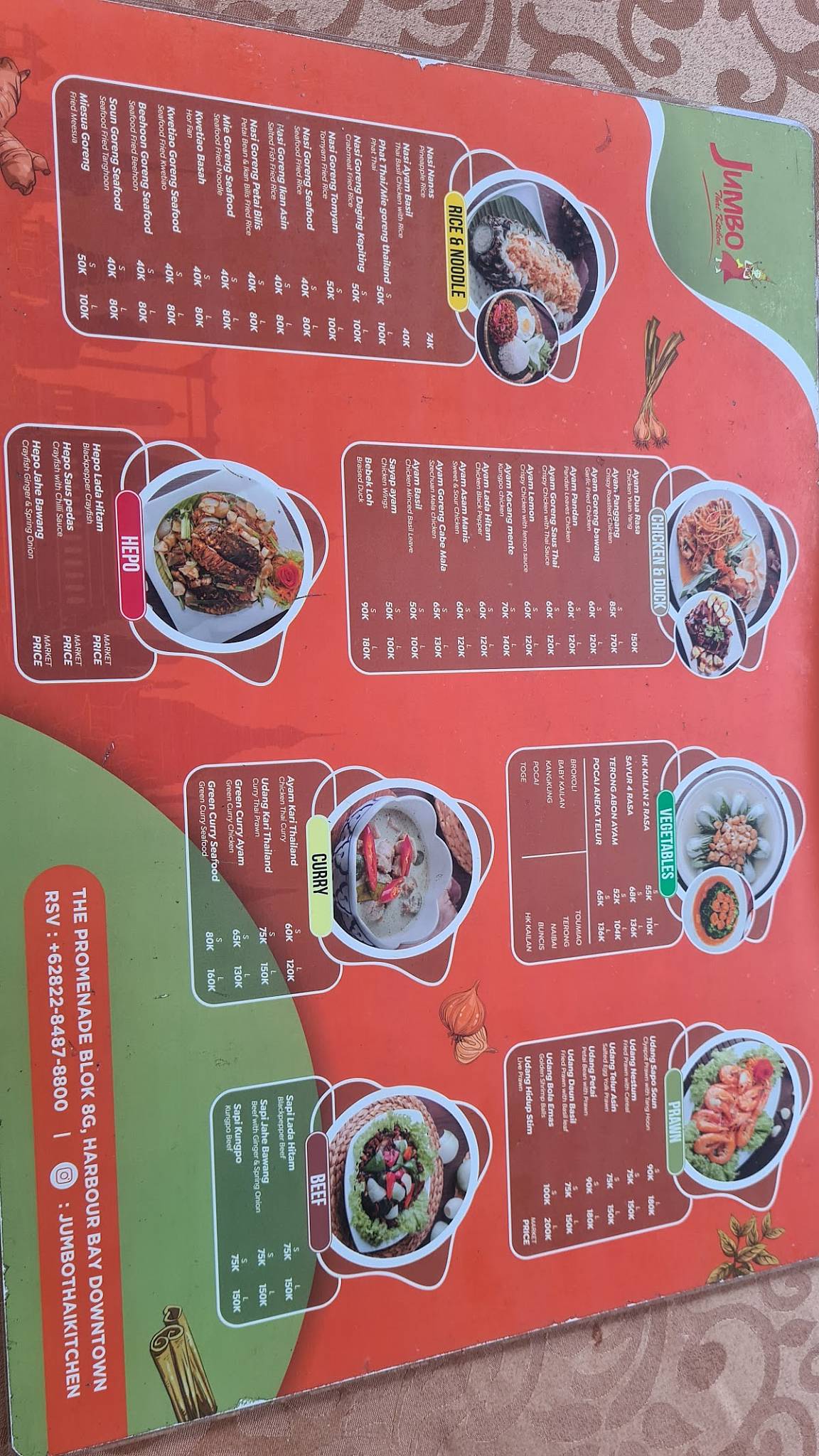 Menu at Jumbo Thai Kitchen restaurant, Batam, Jl. Harbour Bay