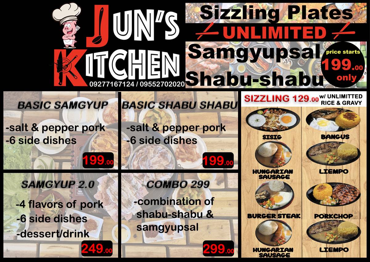 Menu at Jun's Kitchen restaurant, Ilagan City