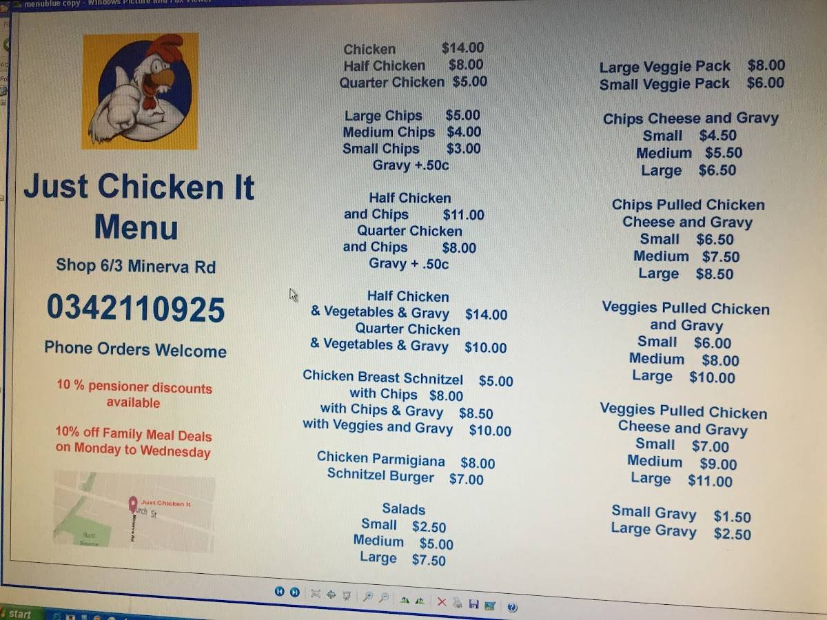 Menu at Just Chicken It restaurant, Herne Hill
