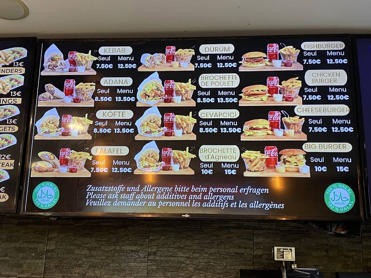 Menu au KEBAB SULTAN 23 restaurant, Luxembourg