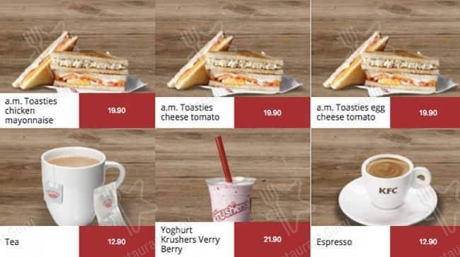 Menu at KFC Brackenfell restaurant, Cape Town, Old Paarl Rd