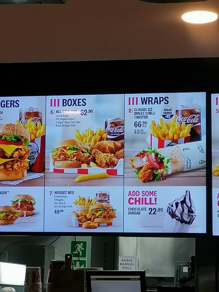 Speisekarte von KFC Gateway Food Court restaurant, Umhlanga, 1 Palm Blvd