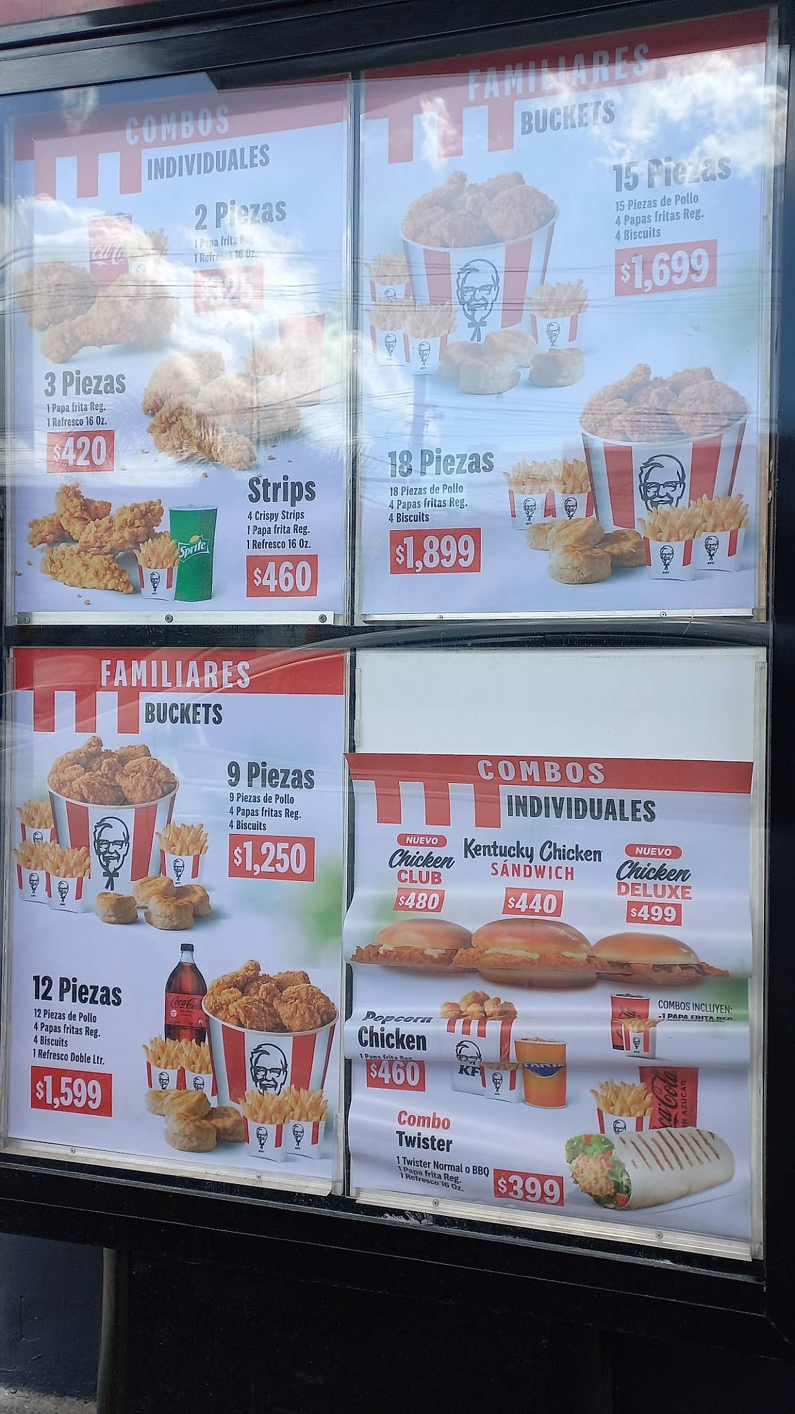 Menu at KFC restaurant, Santo Domingo, Av. Rómulo Betancourt