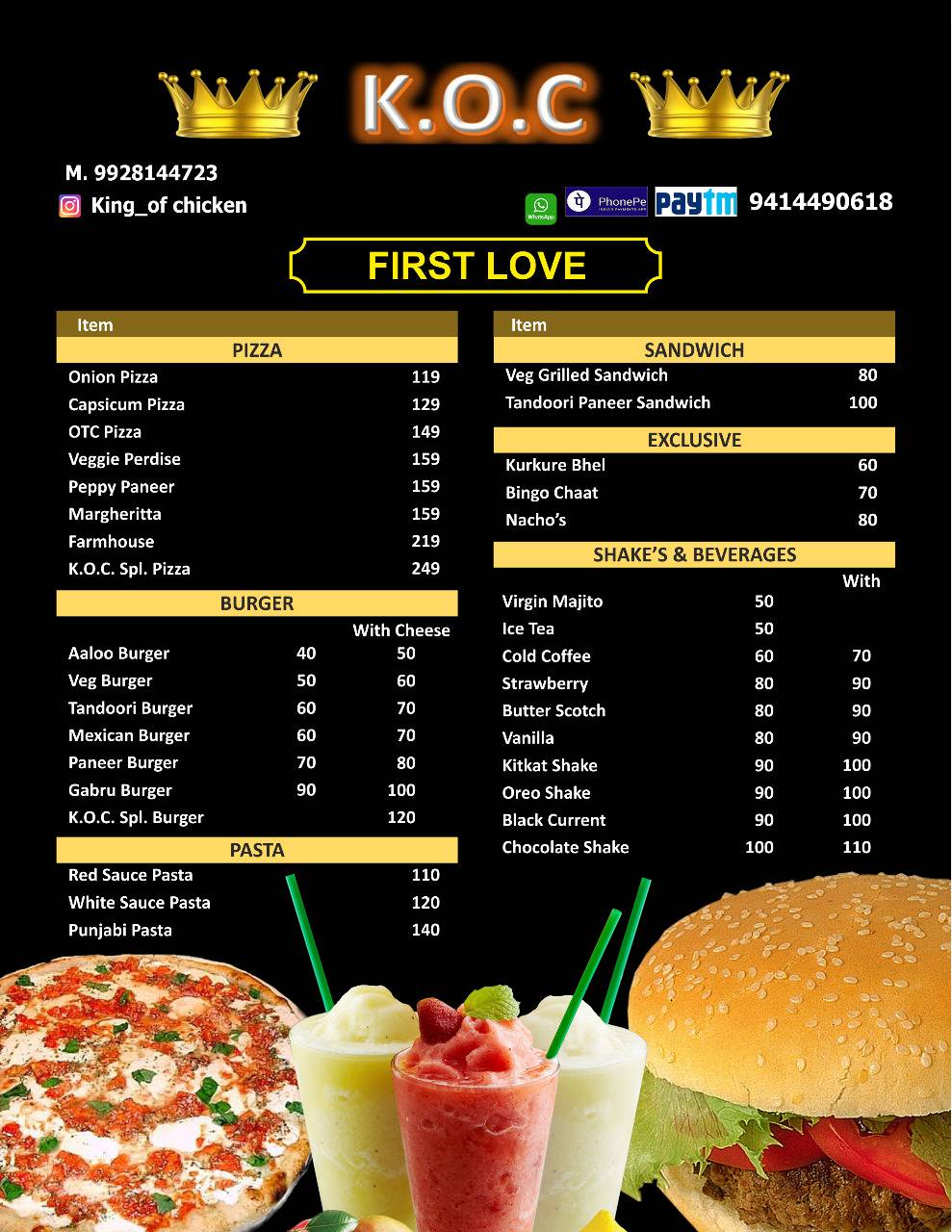 Menu at KOC King of Chicken, Alwar