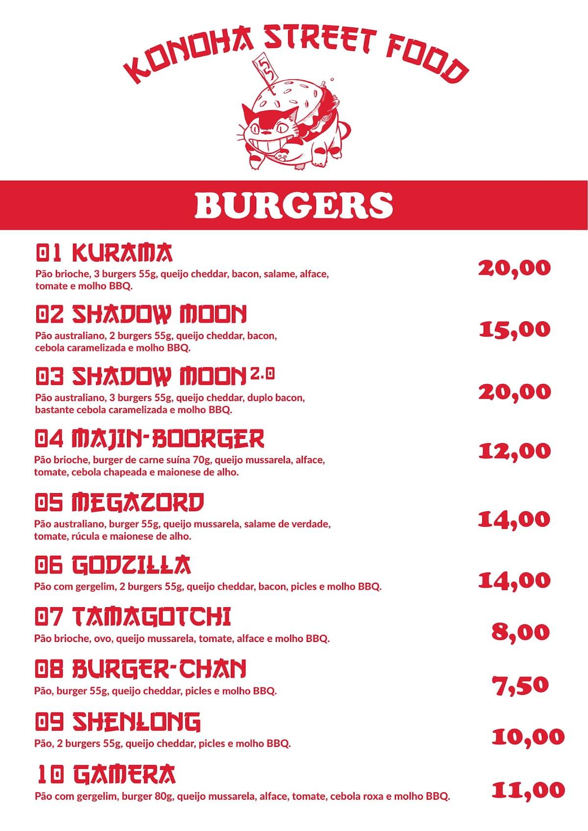 Carta del restaurante KONOHA STREET FOOD, Itajaí
