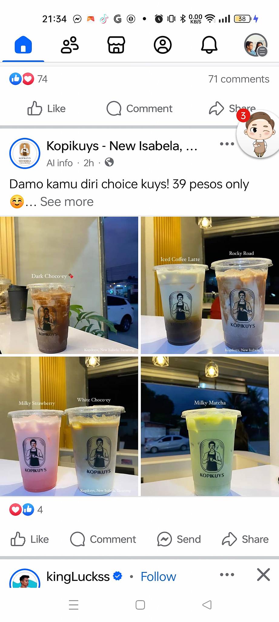 Menu at KOPIKUYS restaurant, General Santos City, Roxas E Ave