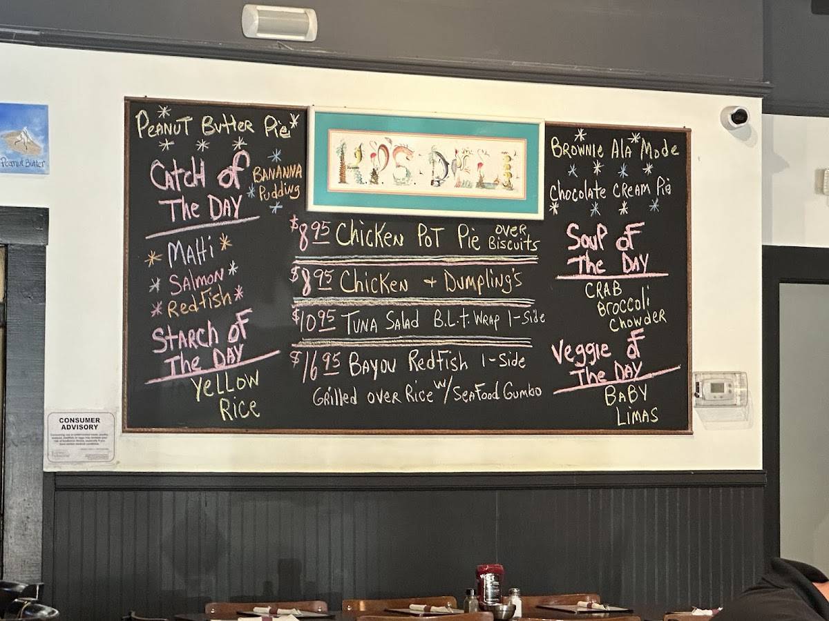 Menu at KP's restaurant, Fernandina Beach