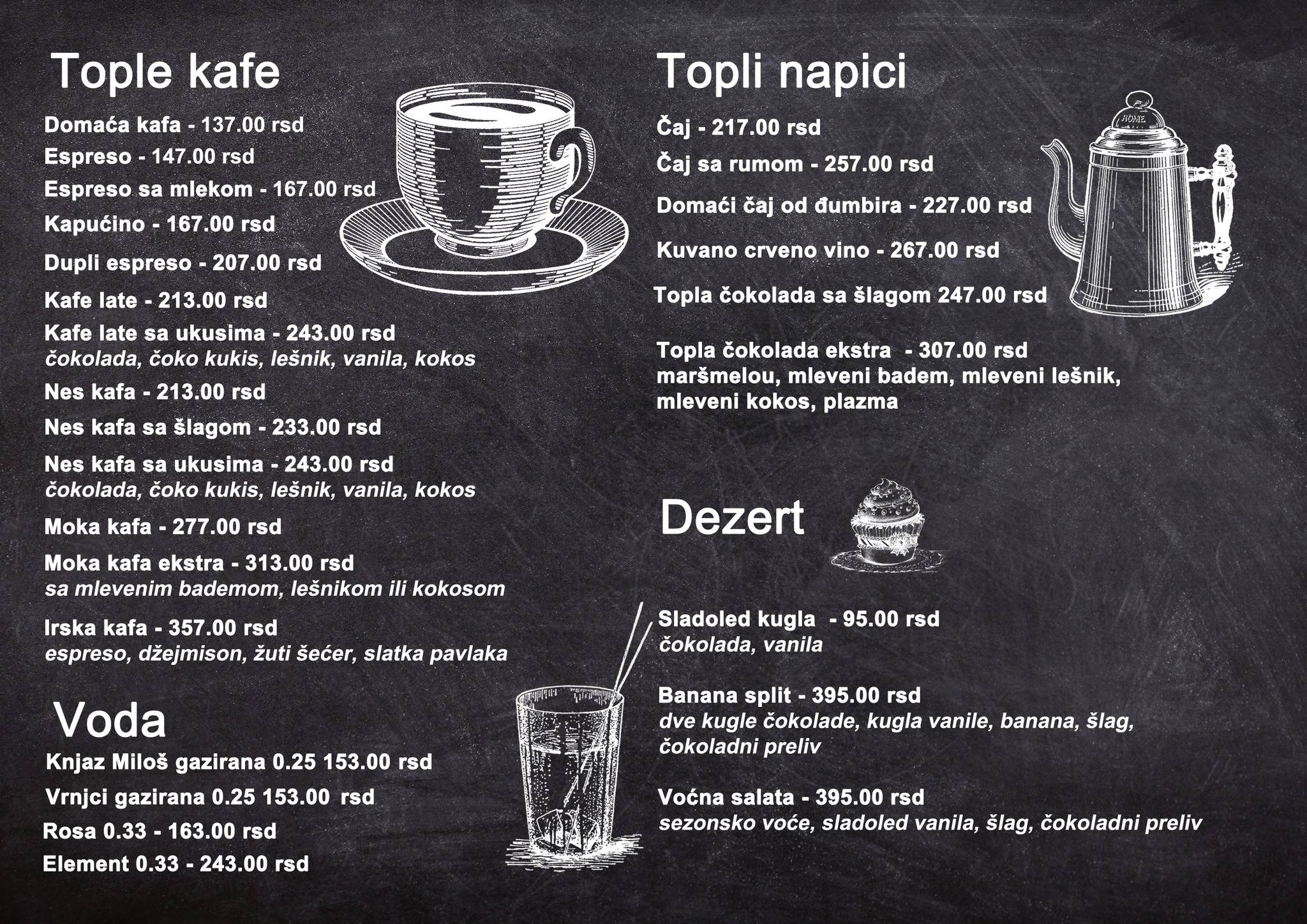 Menu at Kafe Bar Blaznavac, Belgrade