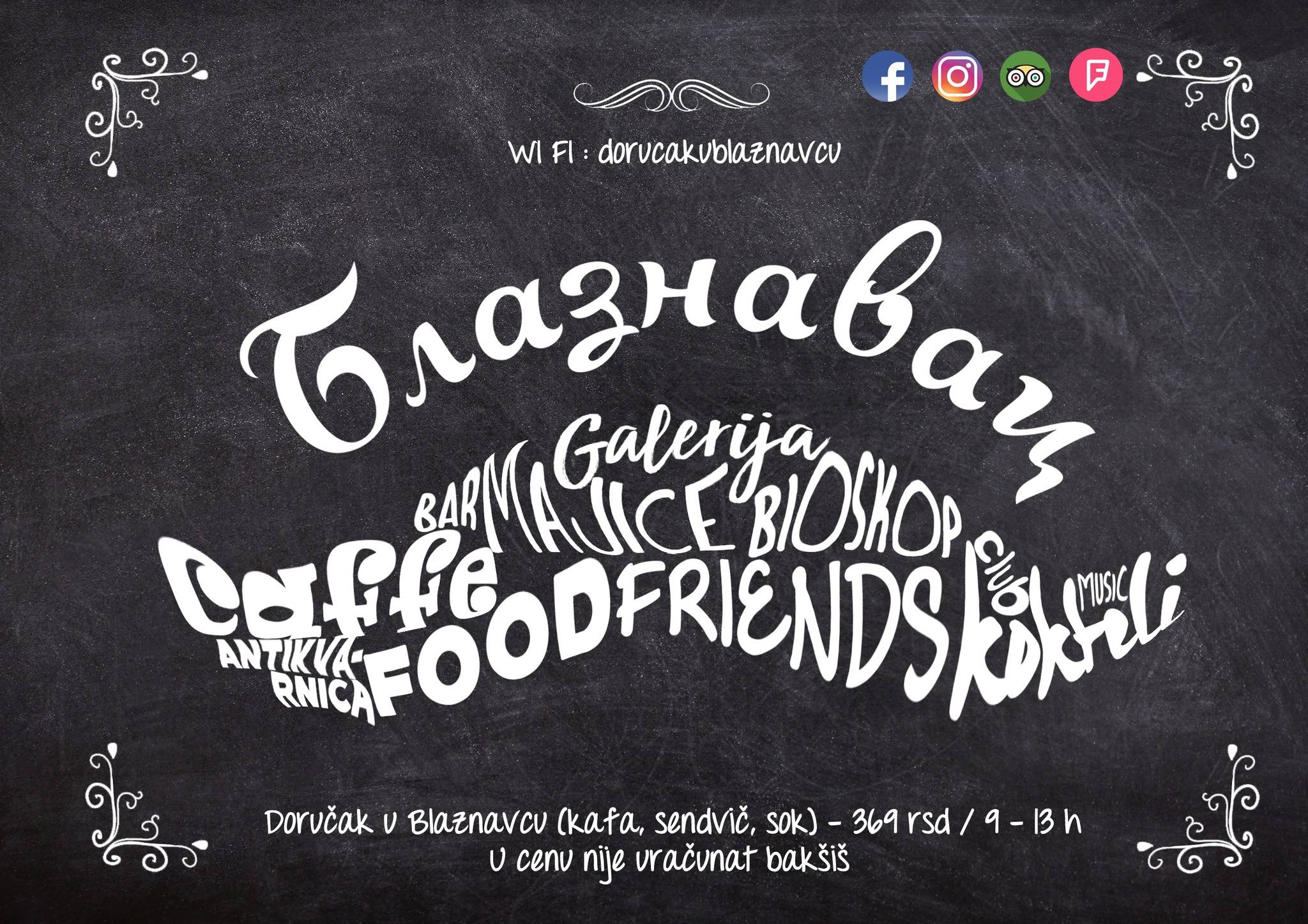Menu at Kafe Bar Blaznavac, Belgrade
