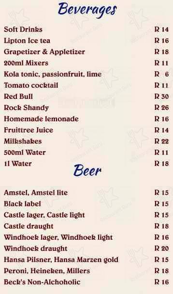 Menu at Kafe Serefe restaurant, George