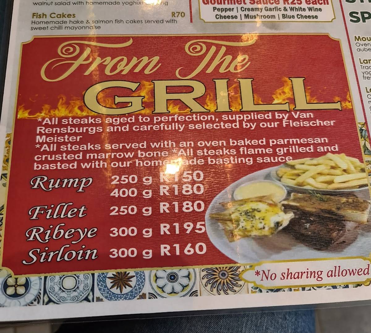 Menu at Kafe Serefe restaurant, George