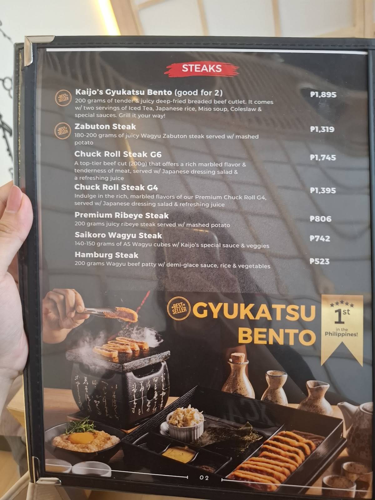 Menu at Kaijo Batangas Steaks & Ramen restaurant, Batangas