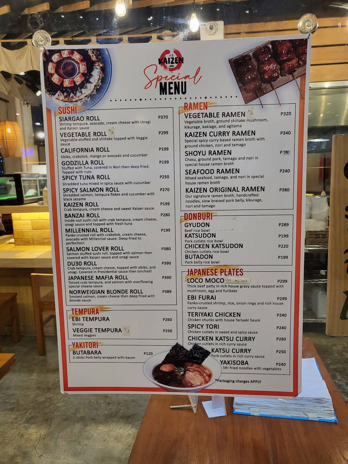 Carta del restaurante Kaizen Davao - NCCC Mall Buhangin, Dávao