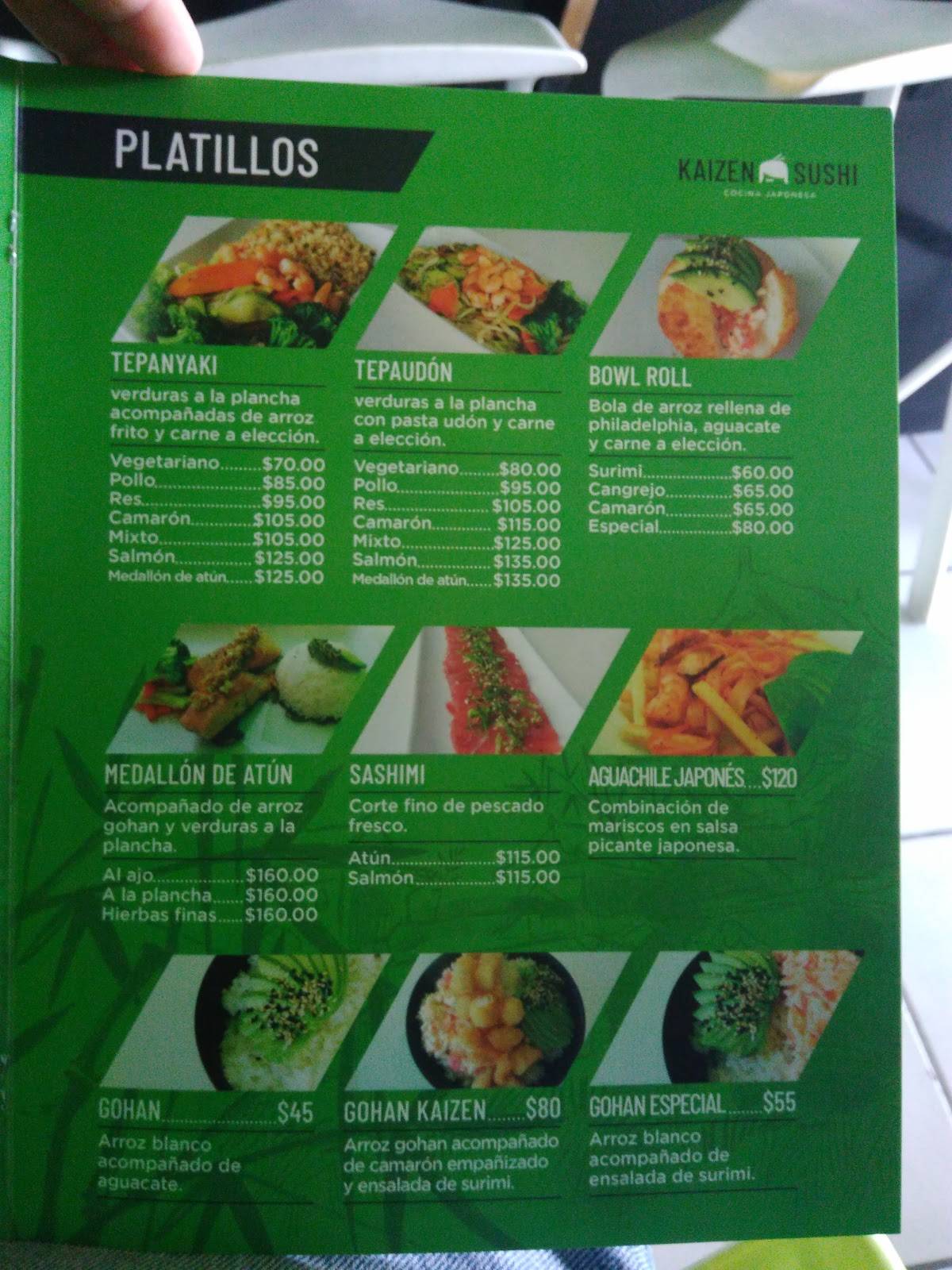 Carta del restaurante Kaizen Sushi av. La llave, San Pedro Tlaquepaque ...
